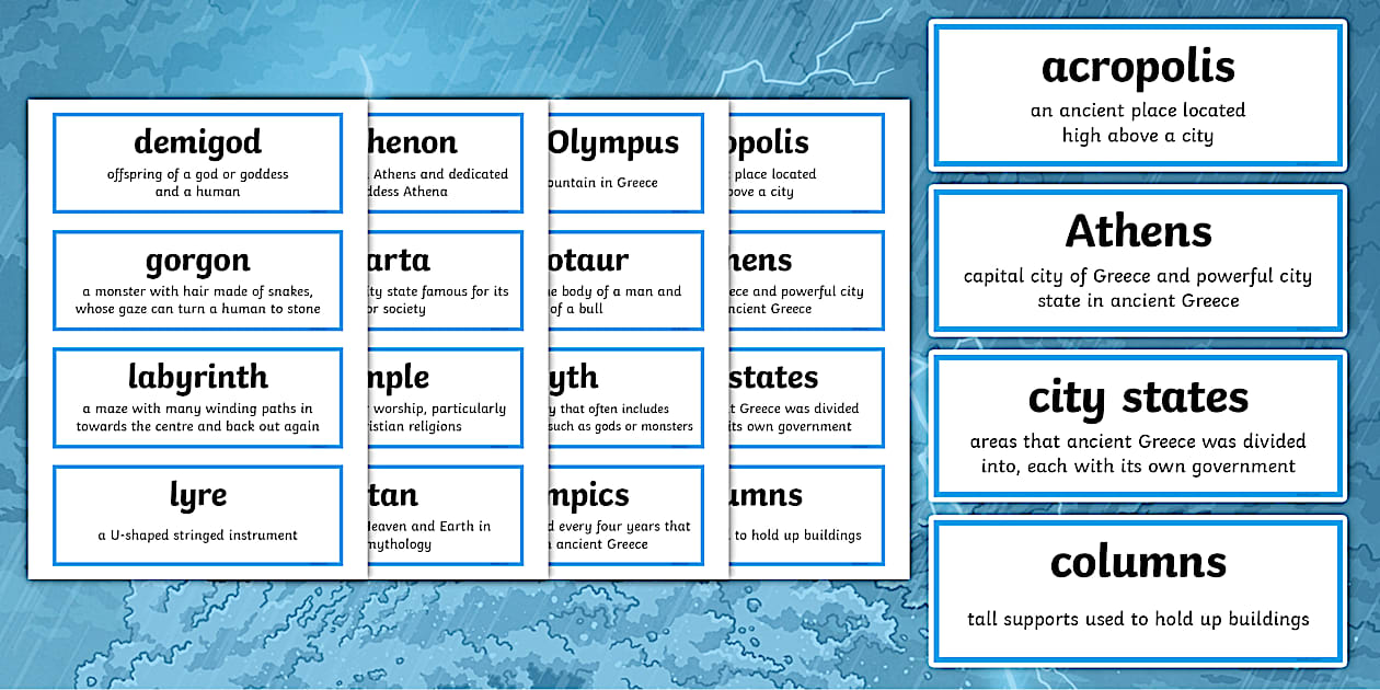 Ancient Greece KS2 Word Cards with Definitions - Twinkl